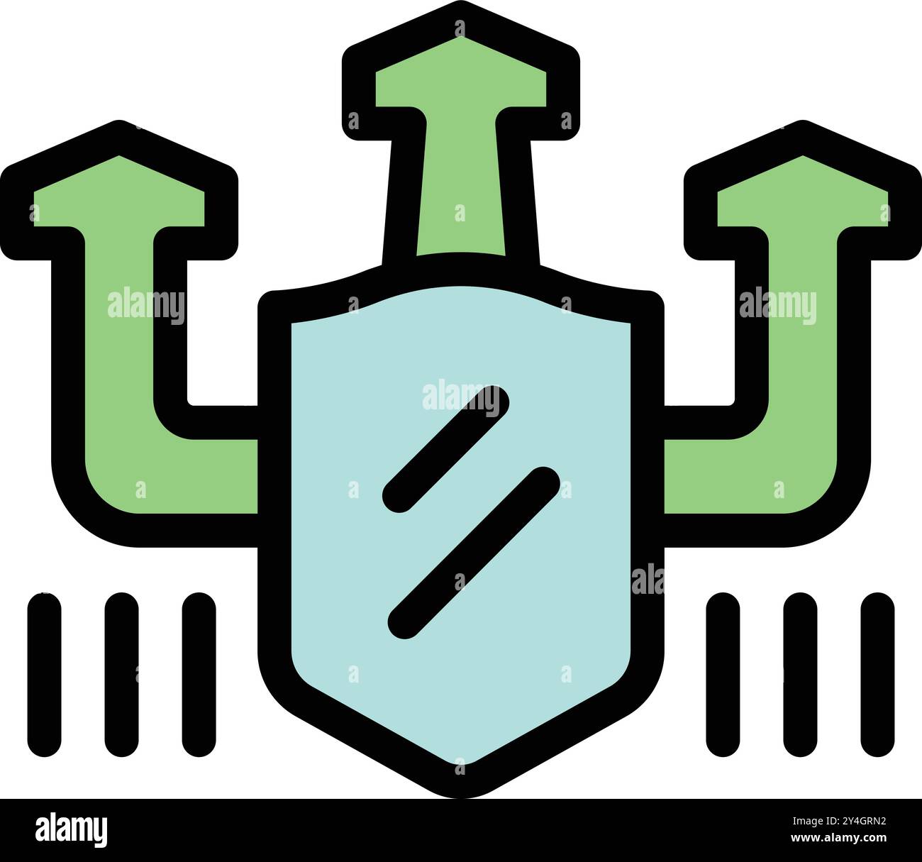 This vector illustration shows the concept of firewall protection, with ...