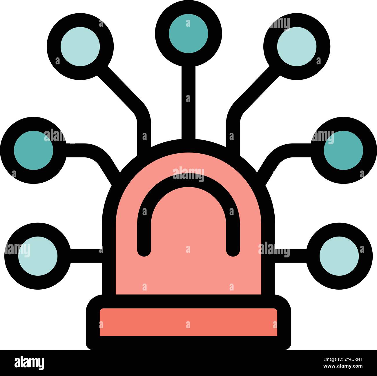 This vector icon of a server is connecting to multiple networks, symbolizing a network hub Stock ...
