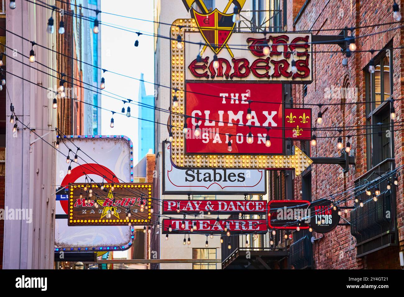 Vibrant Nashville Nightlife Signs in Historic Printers Alley Eye-Level ...