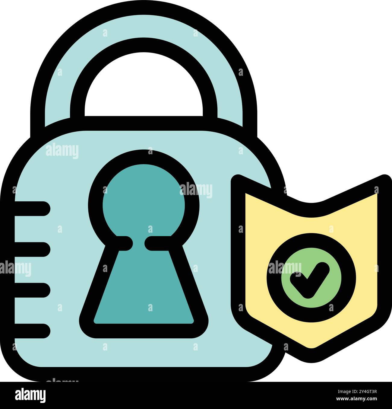 Closed padlock with a green check mark is symbolizing security and ...