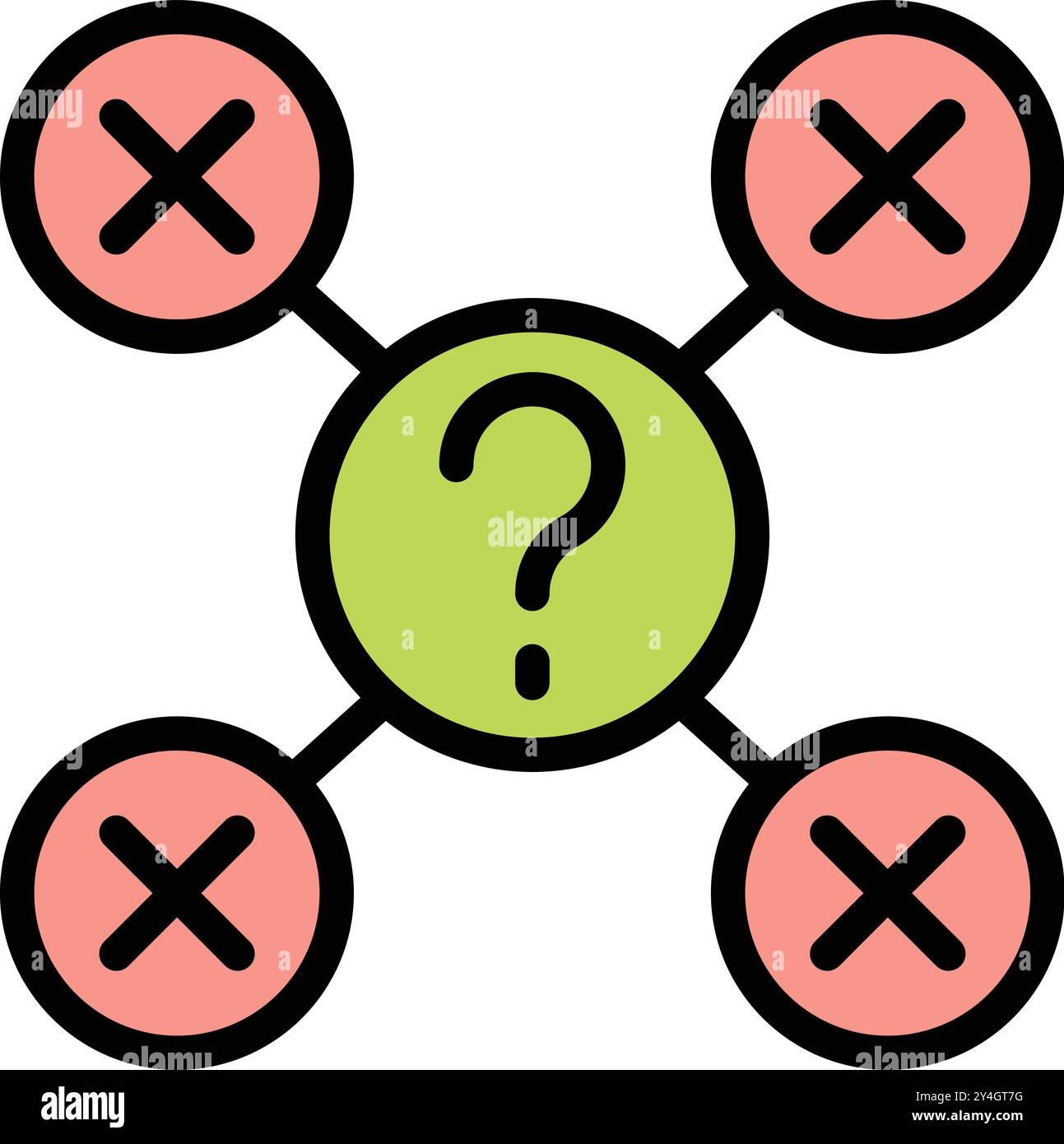 This icon represents a decision making process, showing one correct ...