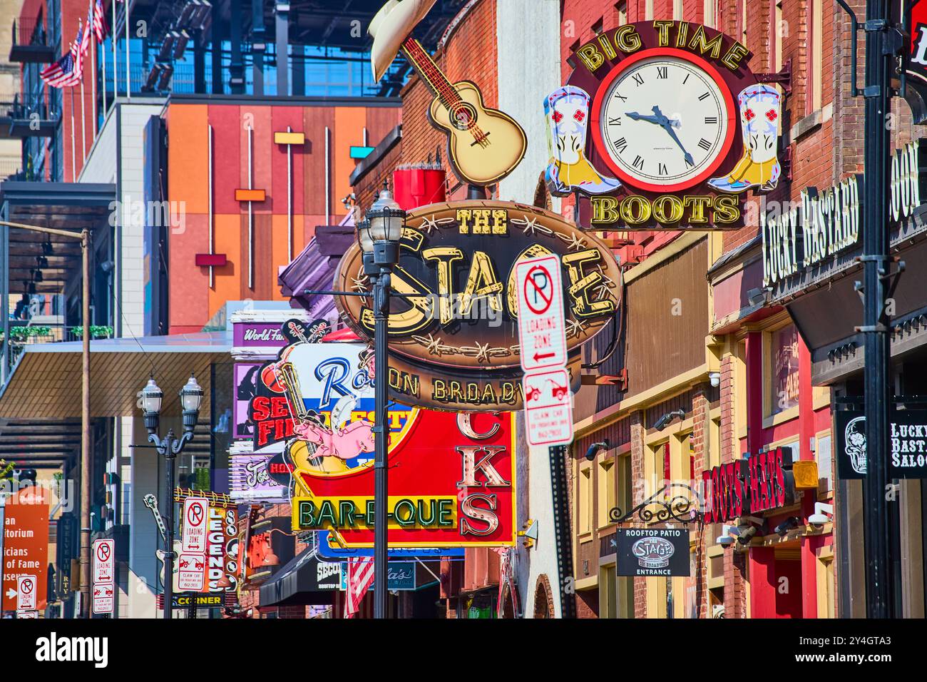Vibrant Broadway Street Signs in Nashville Eye-Level Perspective Stock ...