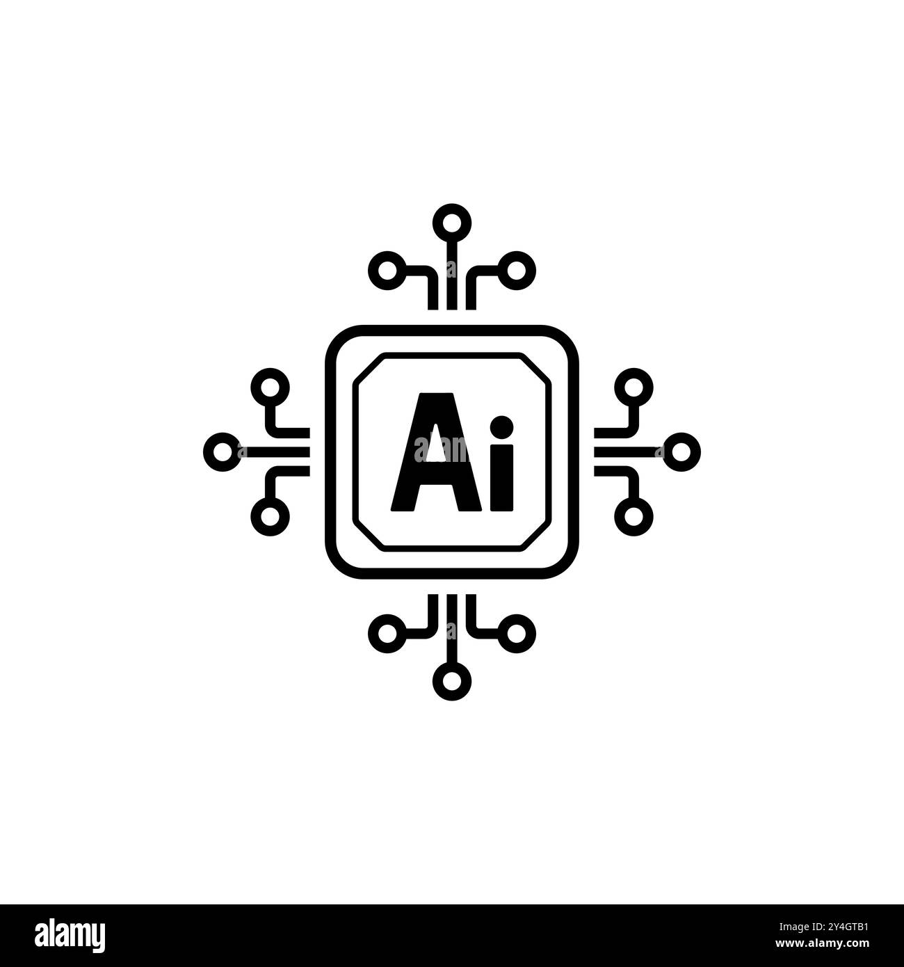 Circuit electronic chip processor, Artificial intelligence Ai logo icon ...