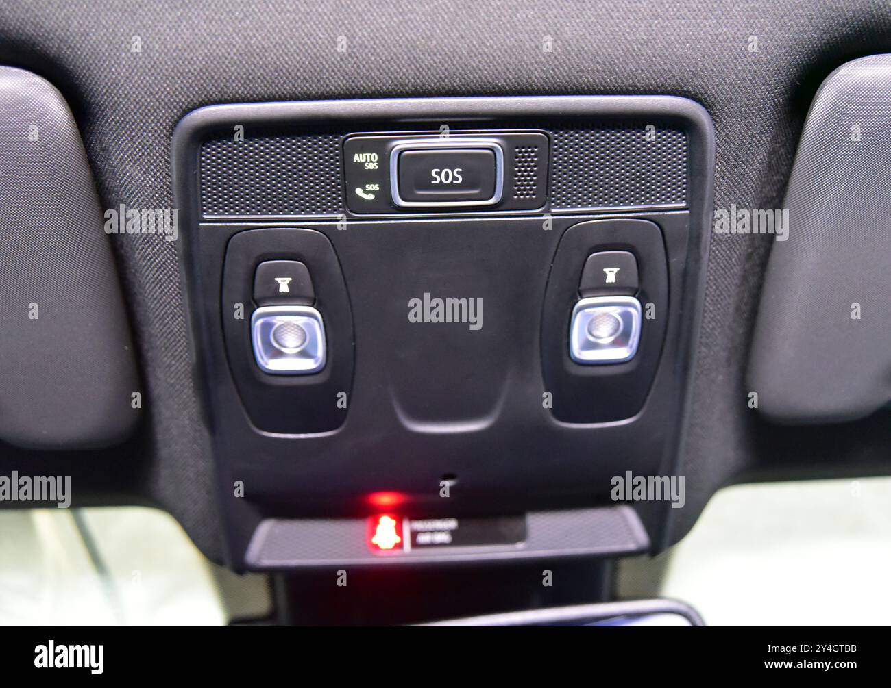 SOS button on the ceiling car interior Stock Photo - Alamy