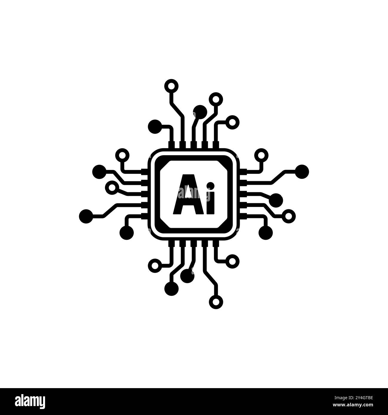 Circuit electronic chip processor, Artificial intelligence Ai logo icon ...