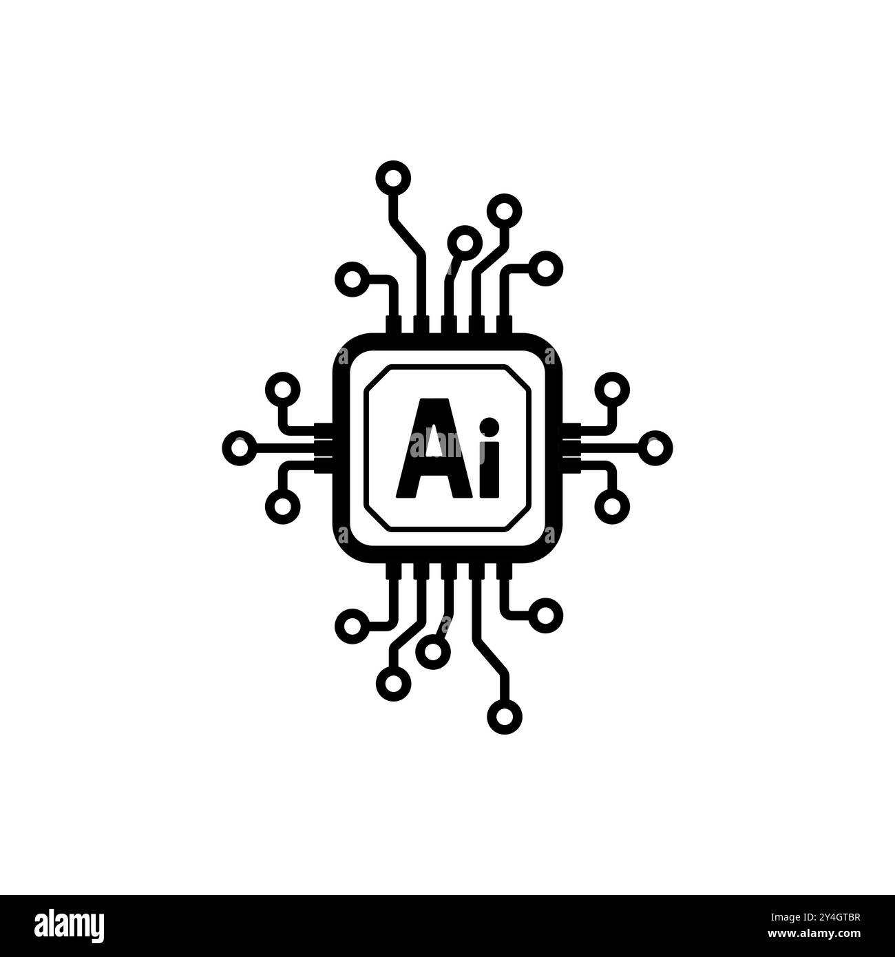 Circuit electronic chip processor, Artificial intelligence Ai logo icon ...