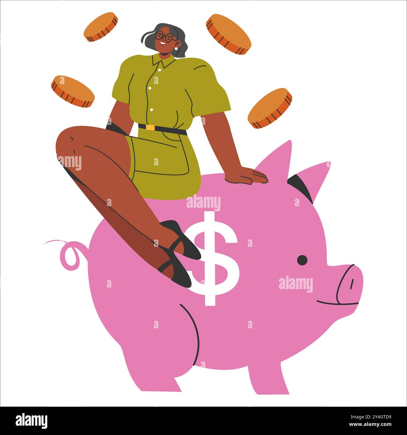 Diversity in finance concept. A confident businesswoman of color riding ...