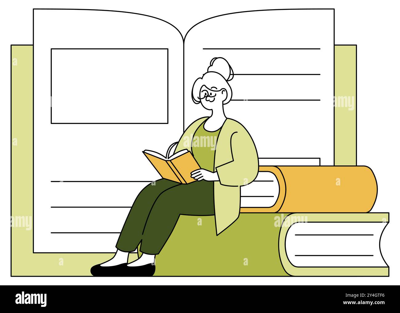 Older Businesswoman Reading concept. A seasoned professional enjoys a ...