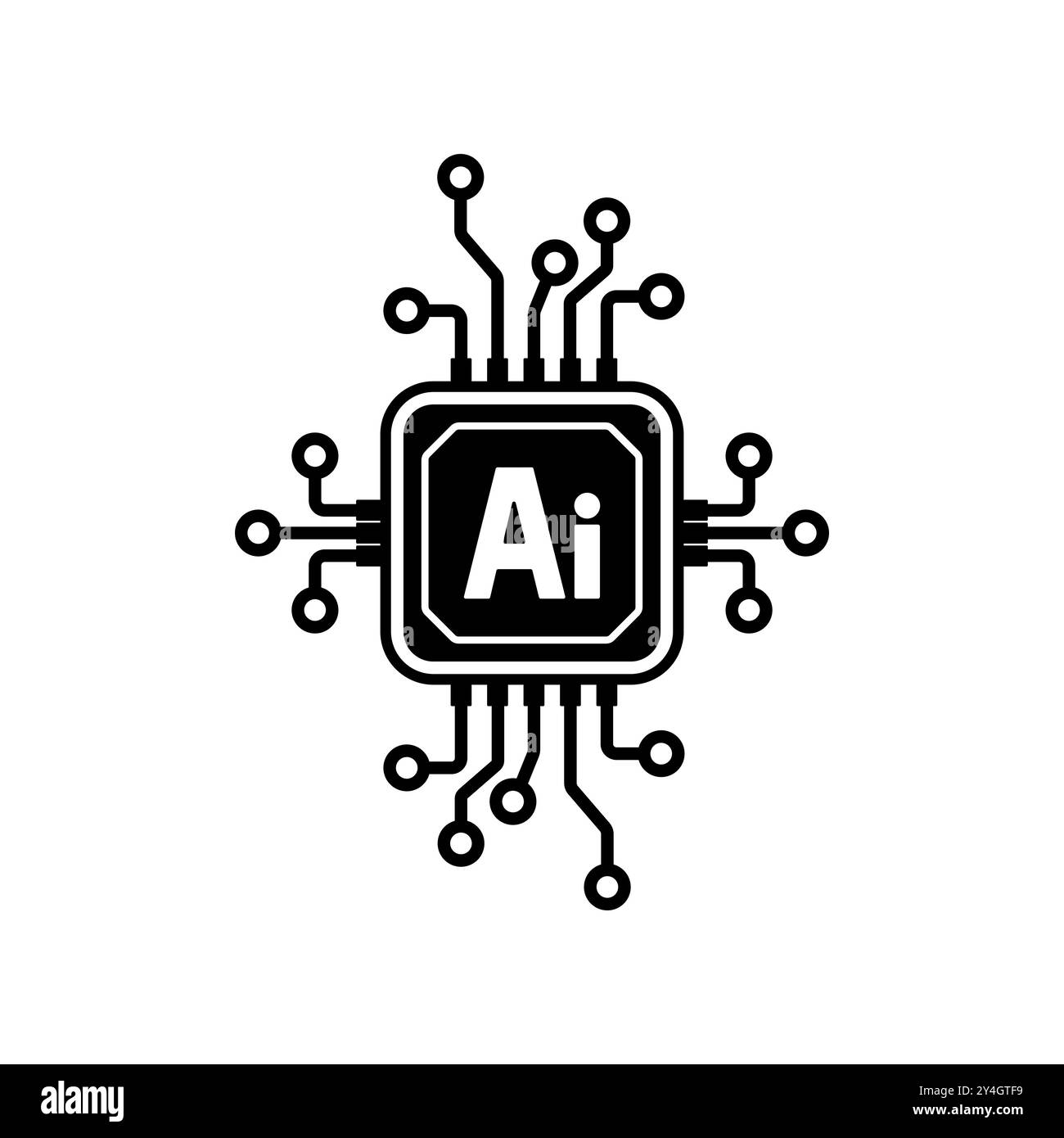 Electronic chip circuit processor, Artificial intelligence Ai logo icon ...