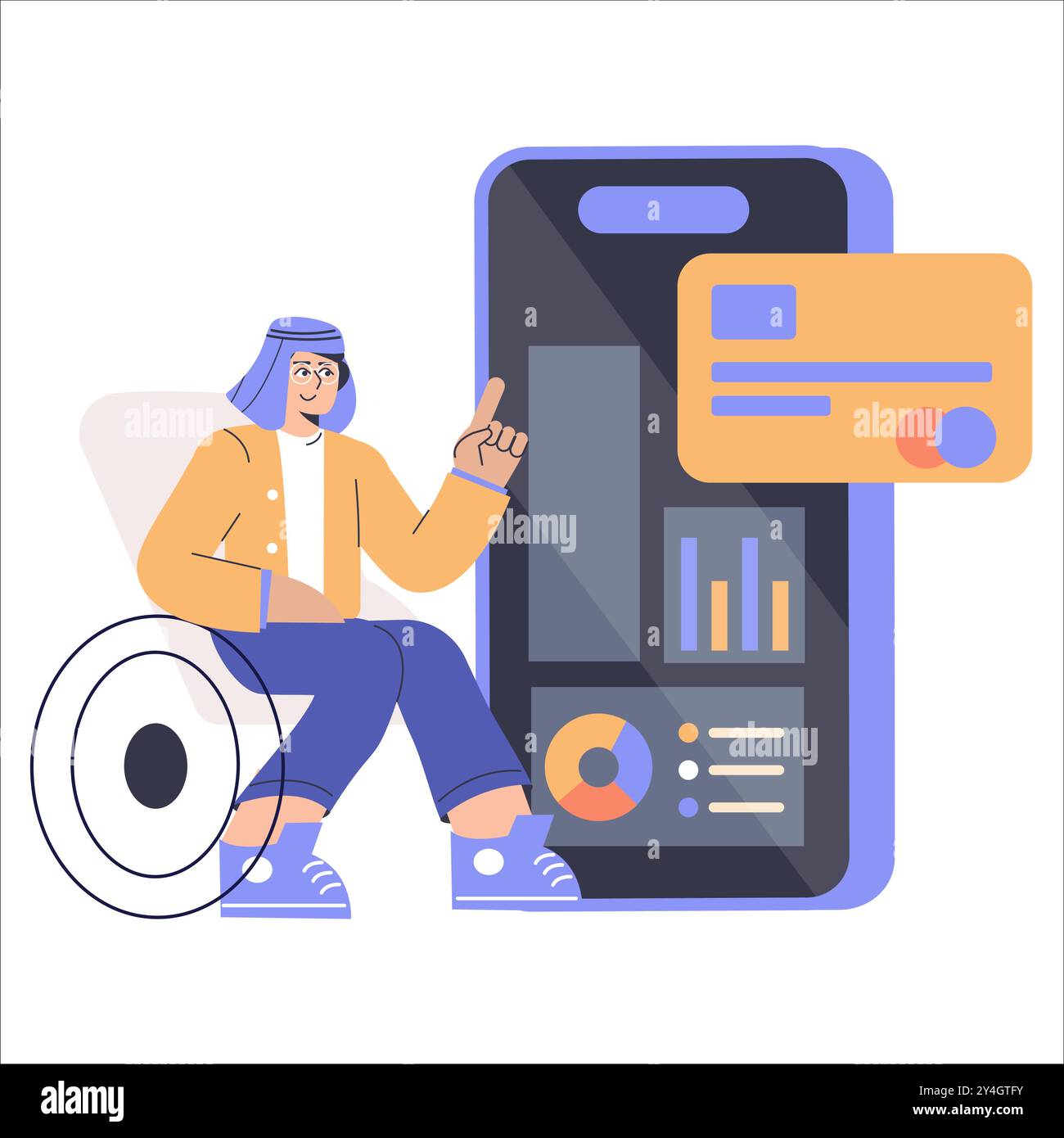 Diversity Businessman concept. An Arabian entrepreneur interacts with ...