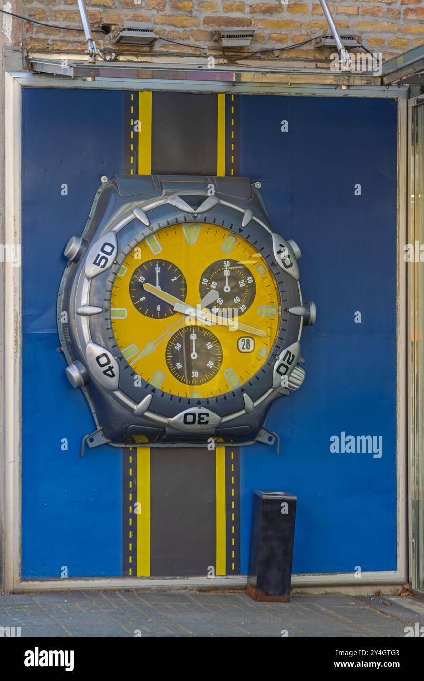 Big Yellow Modern Sport Chronograph Stop Watch at Wall Stock Photo - Alamy