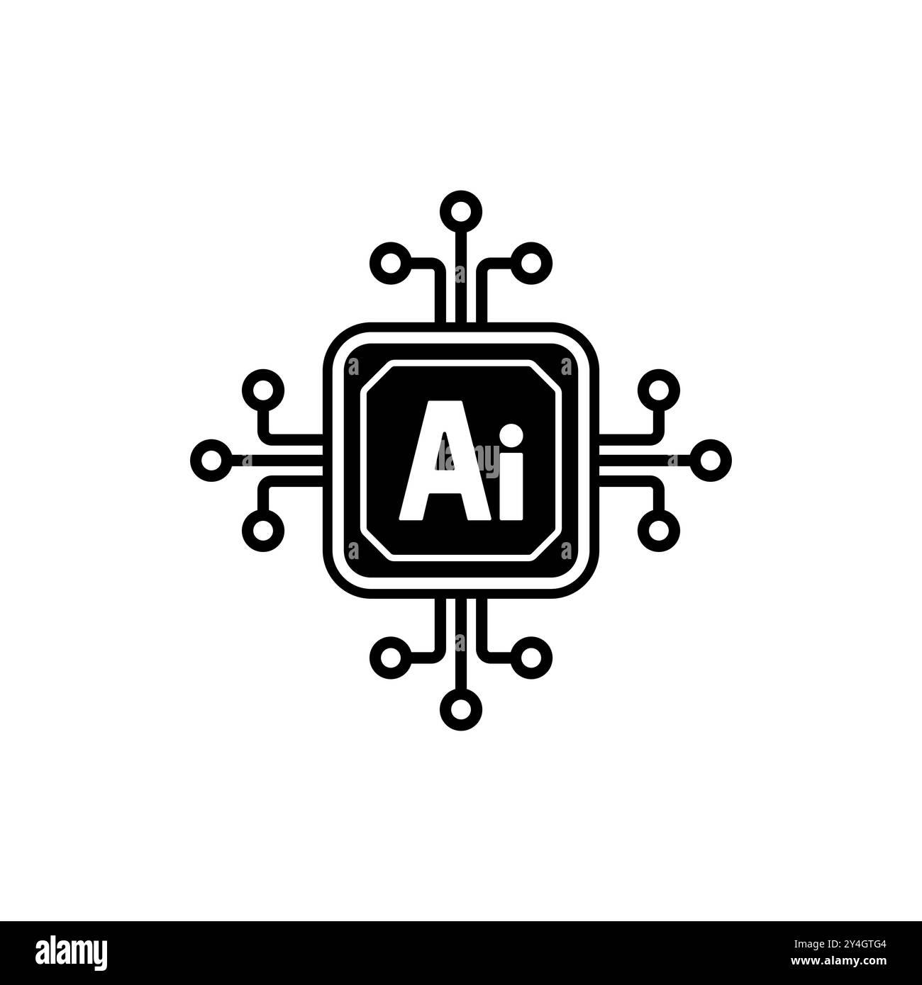 Electronic chip circuit processor, Artificial intelligence Ai logo icon, Digital IT technology ...