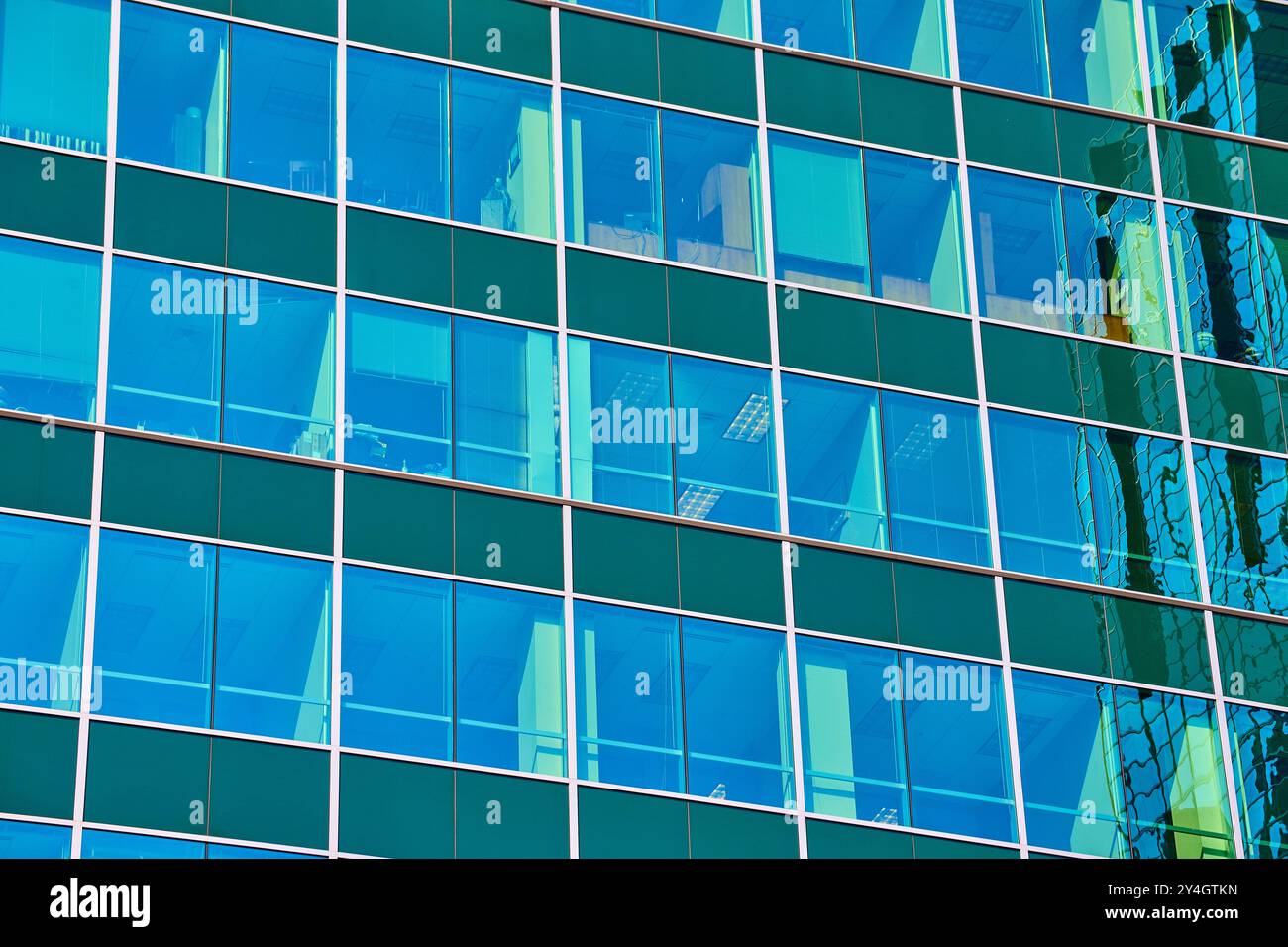 Modern Office Glass Facade with Urban Reflections Eye-Level View Stock ...