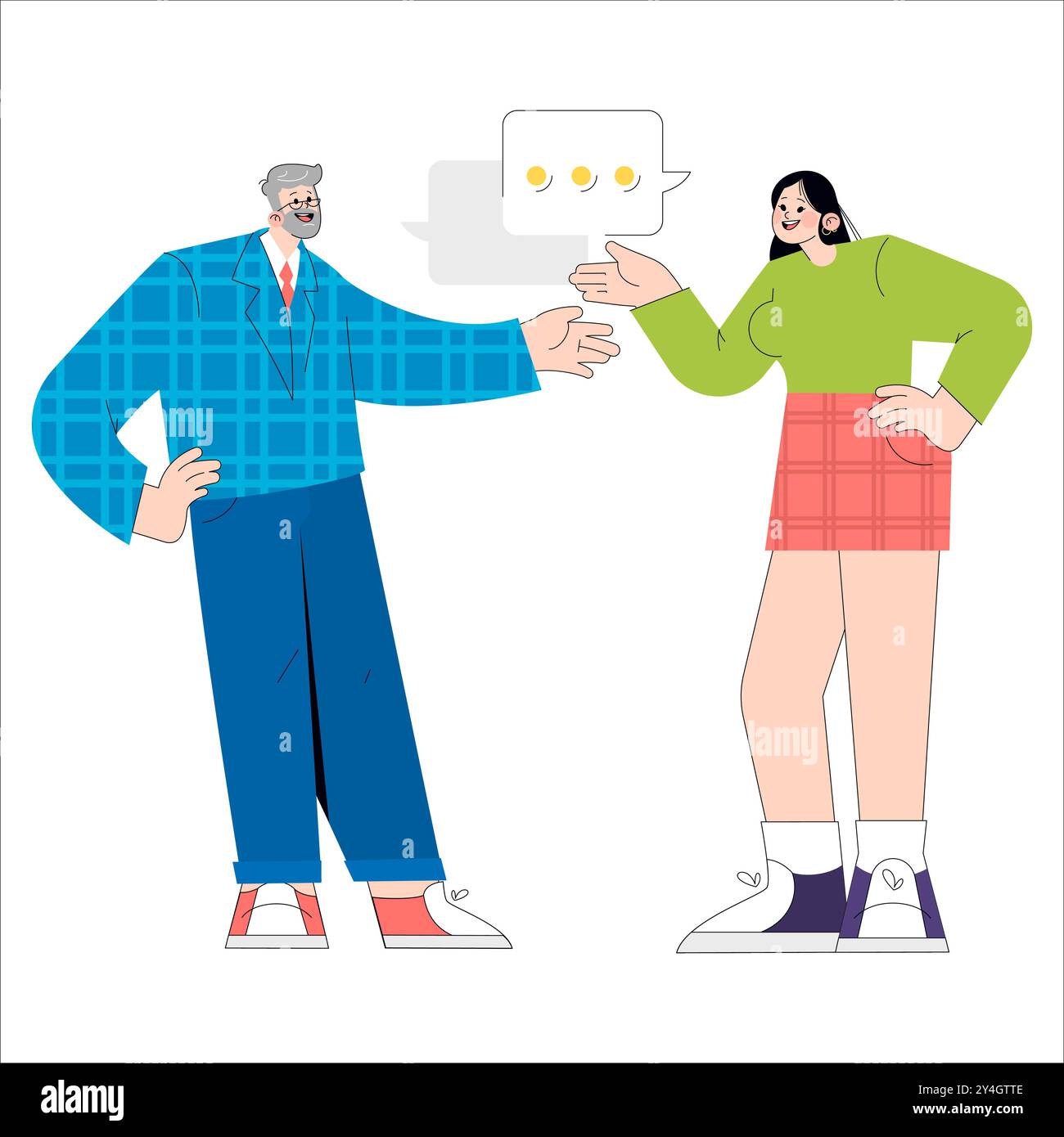 Older businessman engaging in a friendly conversation with a younger ...