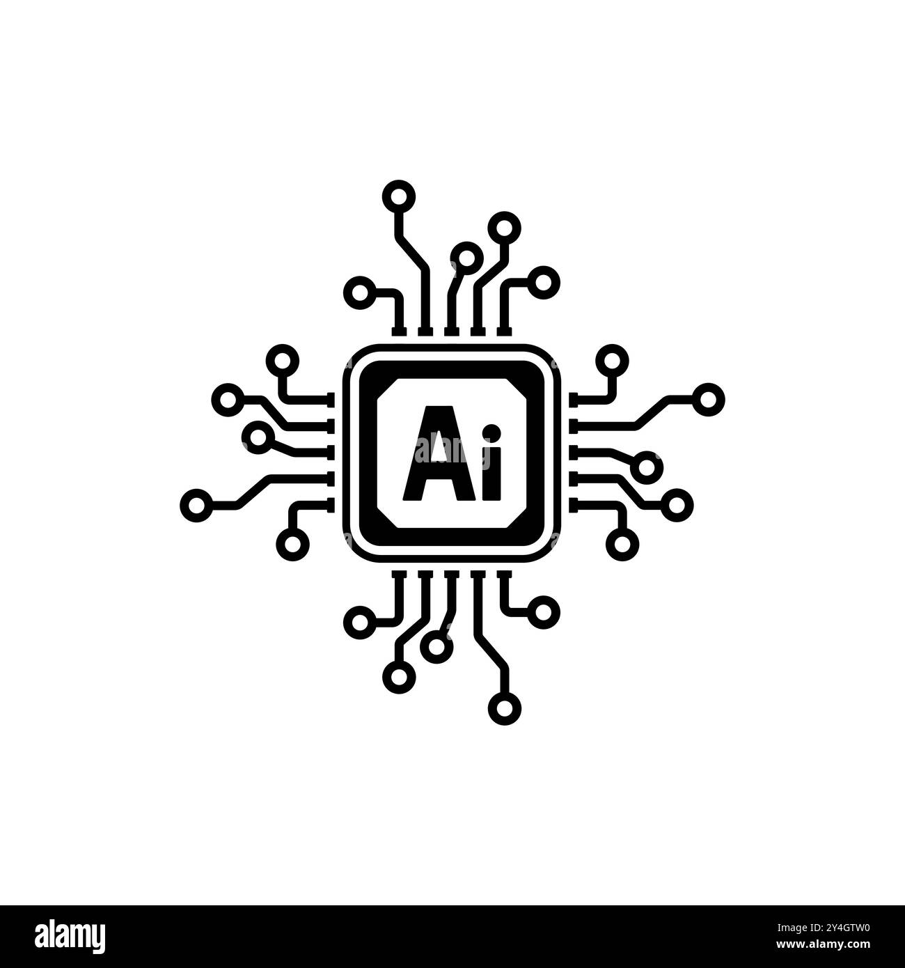 Electronic chip circuit processor, Artificial intelligence Ai logo icon, Digital IT technology ...
