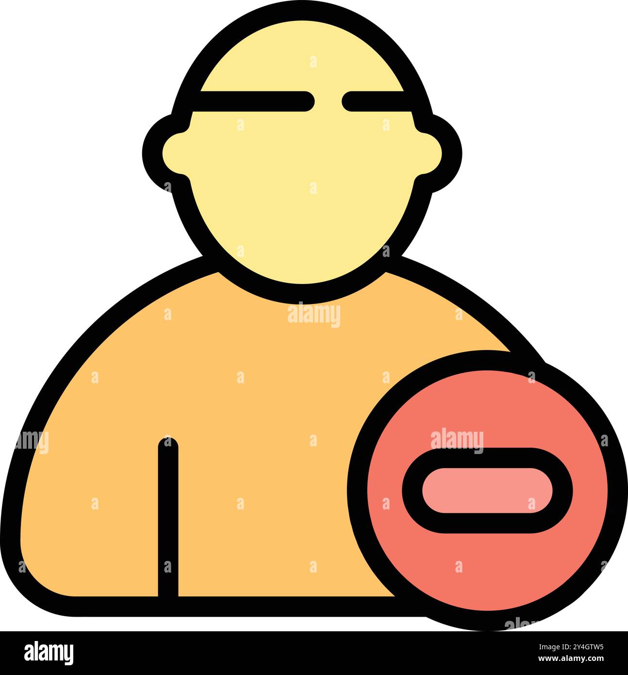 Simple icon of a person getting their account suspended, showing a ...