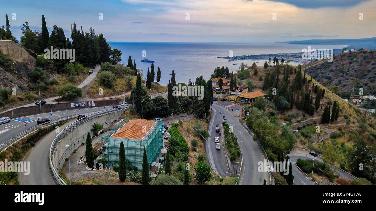 Taormina - Italy - August 27, 2024: aerial view of Taormina city famous ...