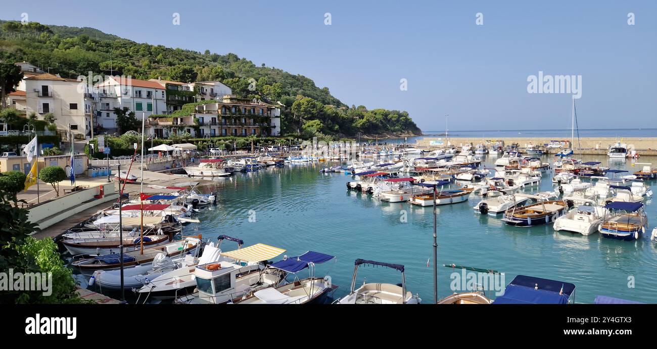 view of S. Marco Castellabate port ancient medieval village in Campania ...