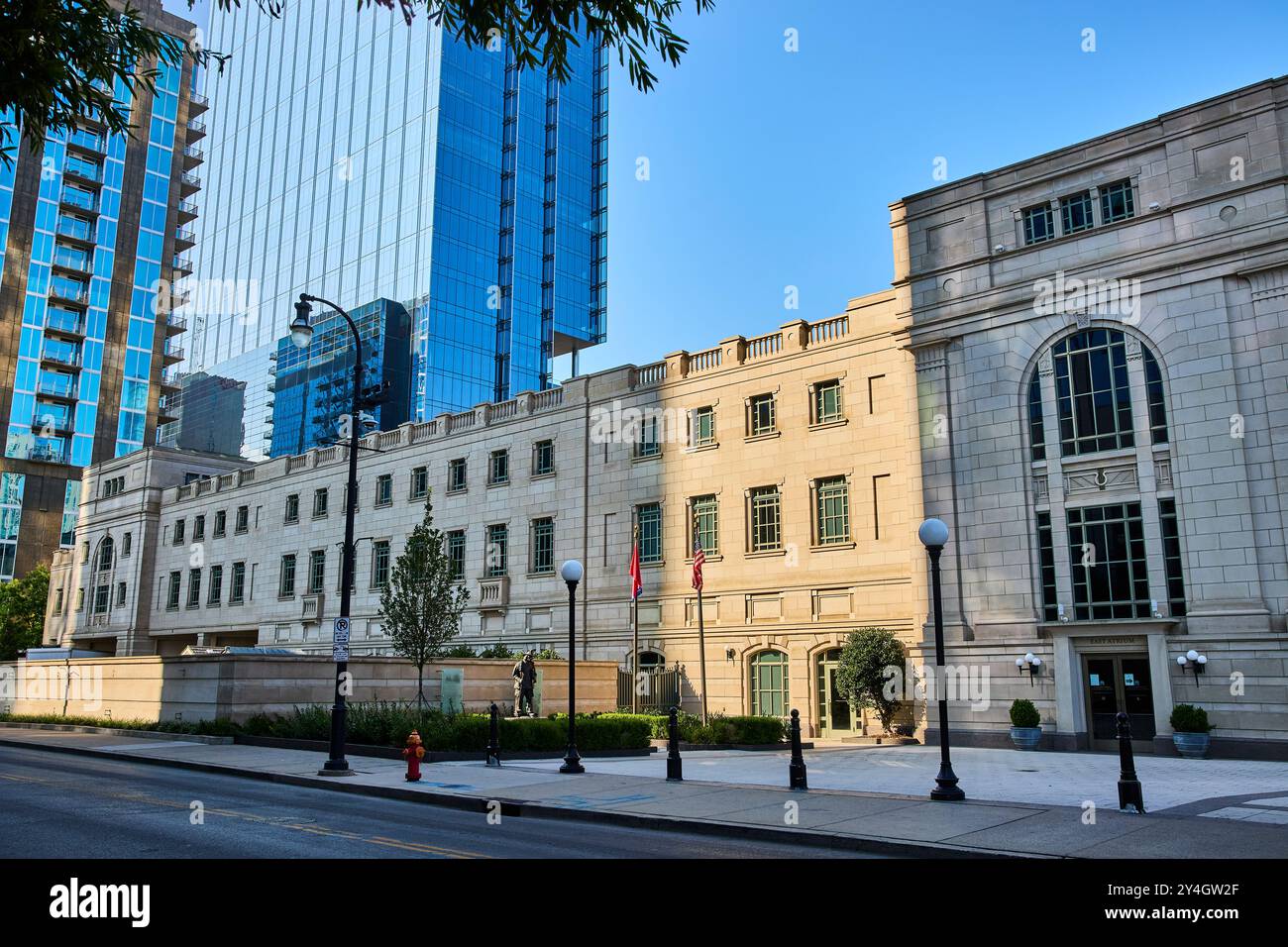 Historic Symphony Center Amidst Modern Skyscrapers Eye-Level View Stock ...
