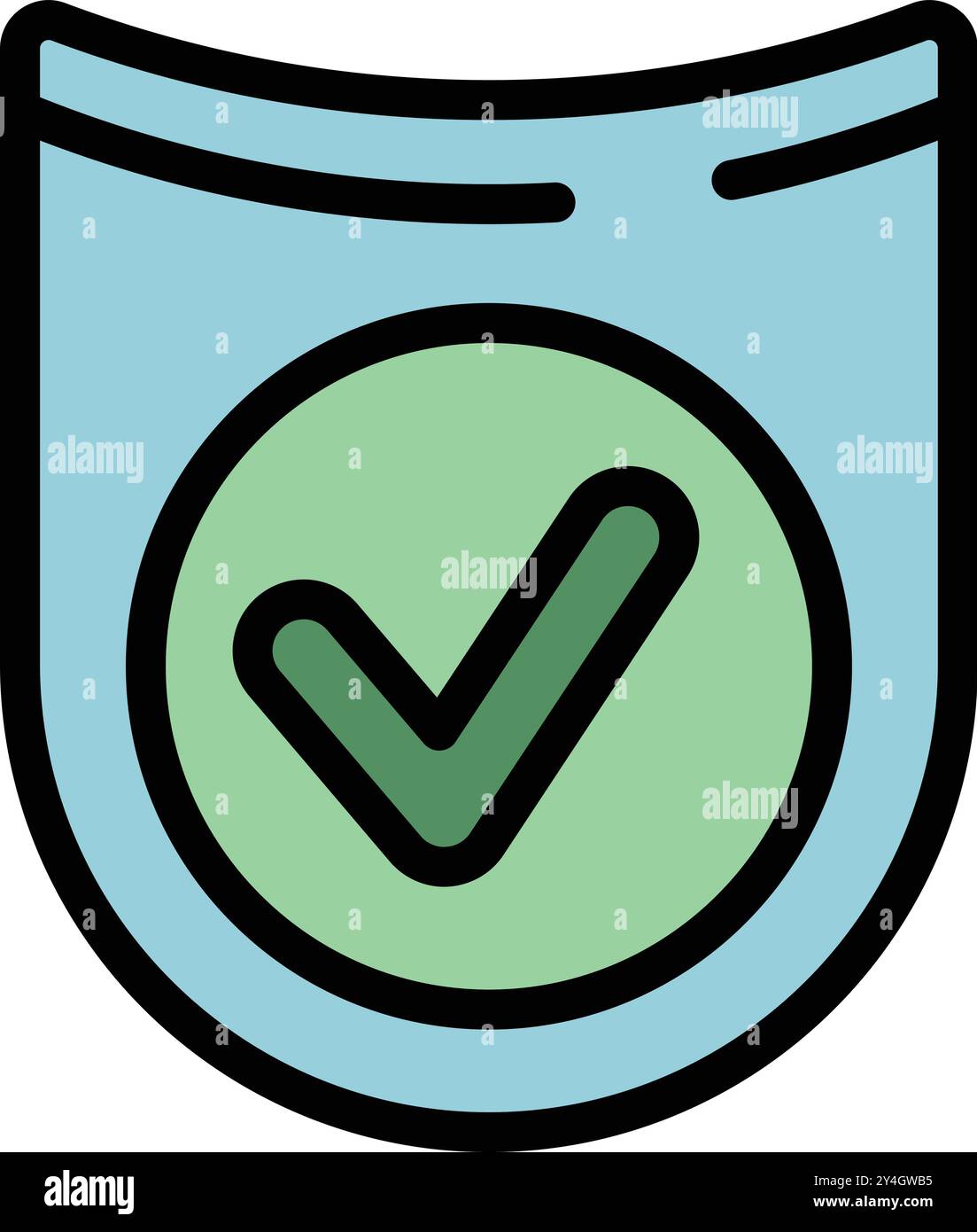 Shield displaying a green tick mark conveys a sense of security and ...