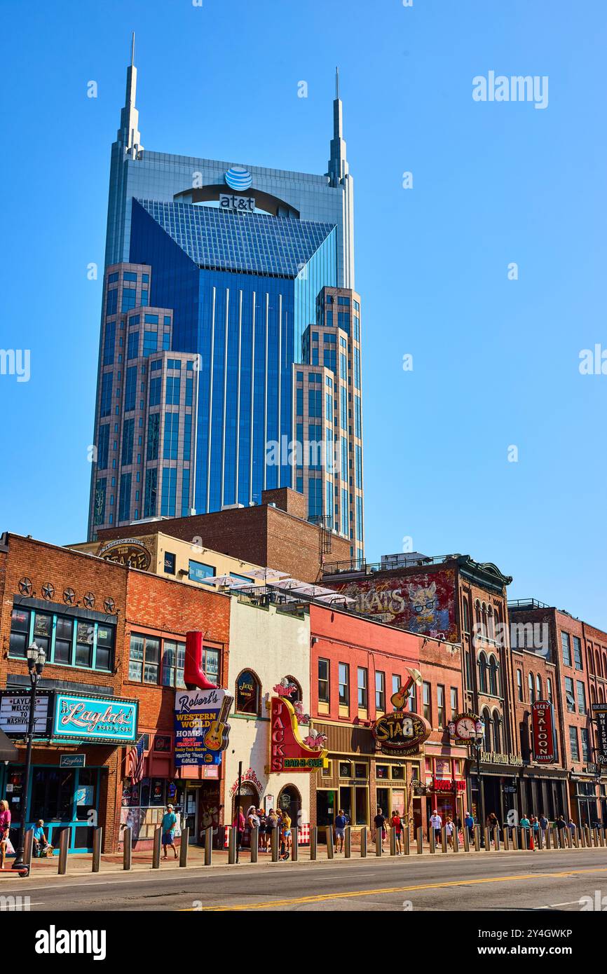 Nashville ATT Building and Broadway Street Buzz Eye-Level View Stock ...