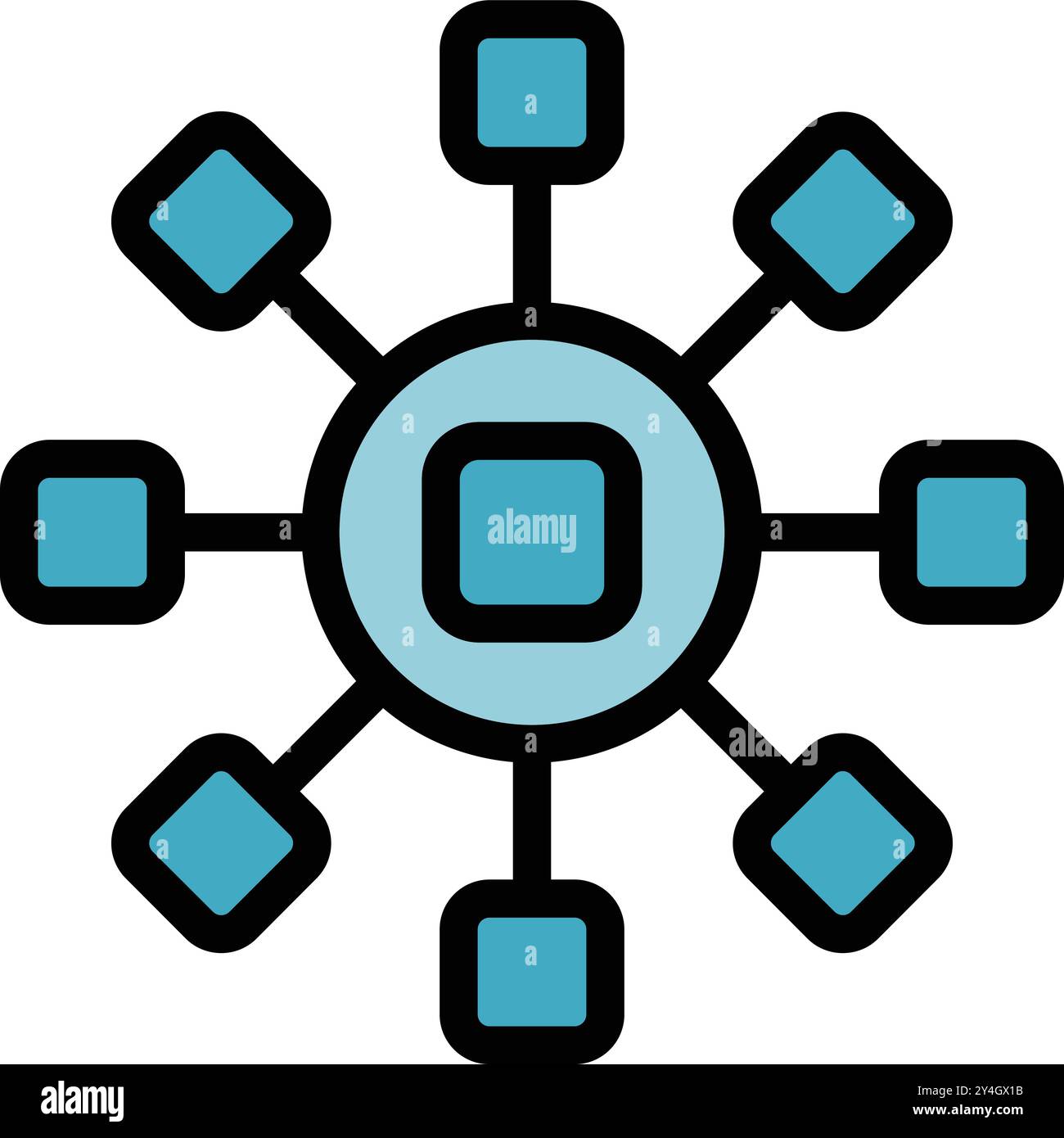 This vector illustration depicts a network hub connecting multiple ... This vector illustration depicts a network hub connecting multiple ...