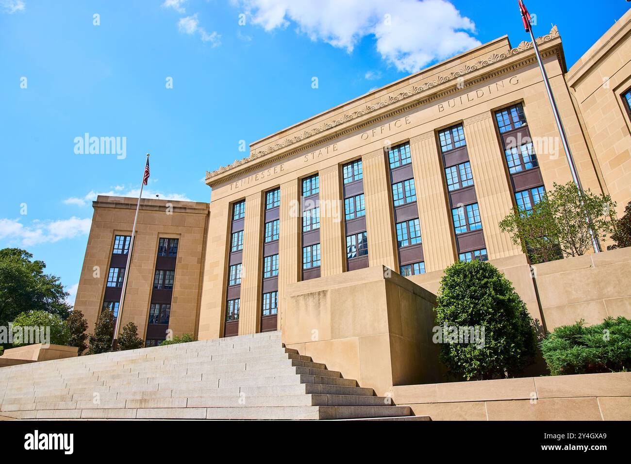 Tennessee State Office Building with American Flag Upward Perspective ...