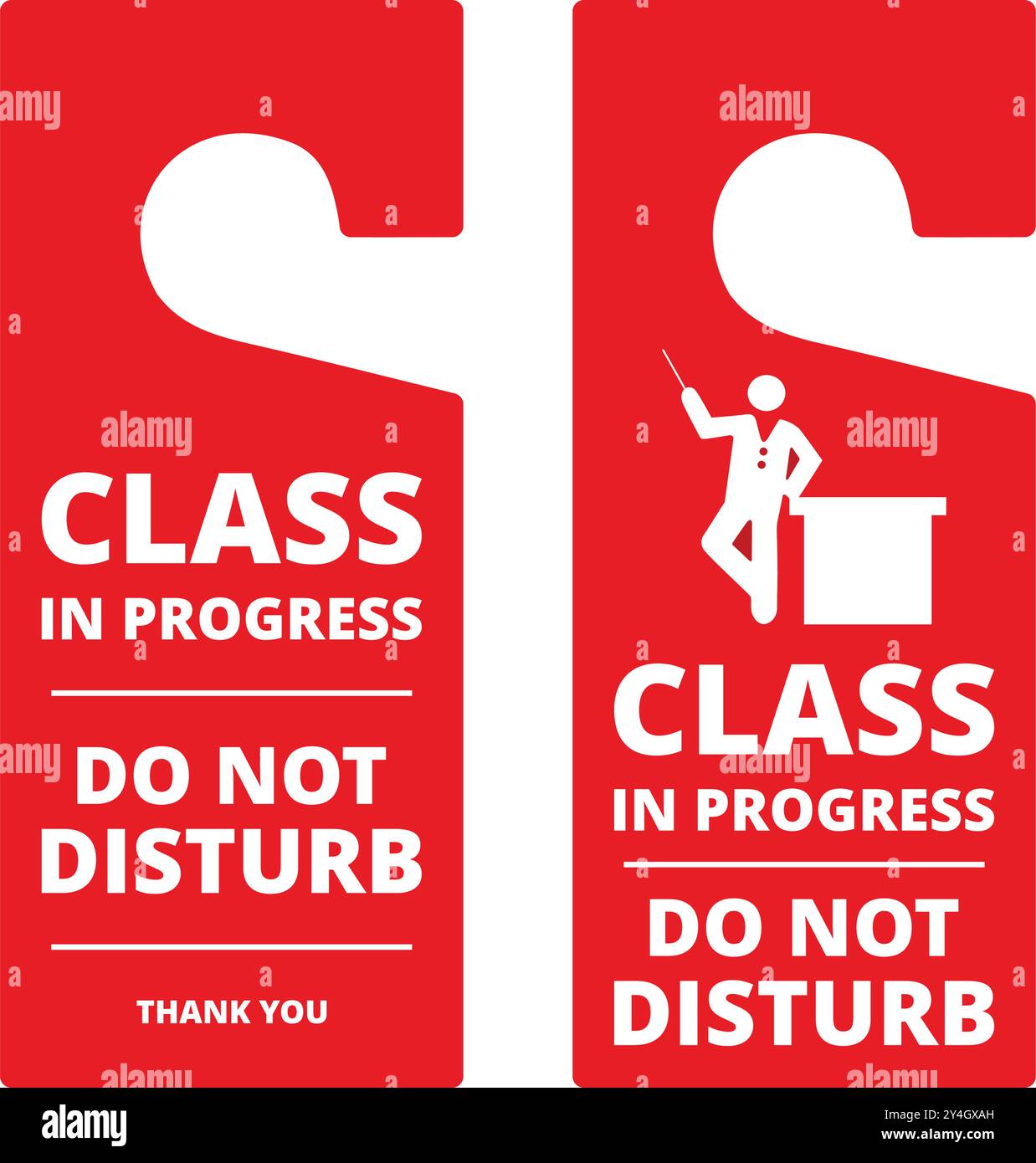Class in progress do not disturb door hanger tags on a white background ...