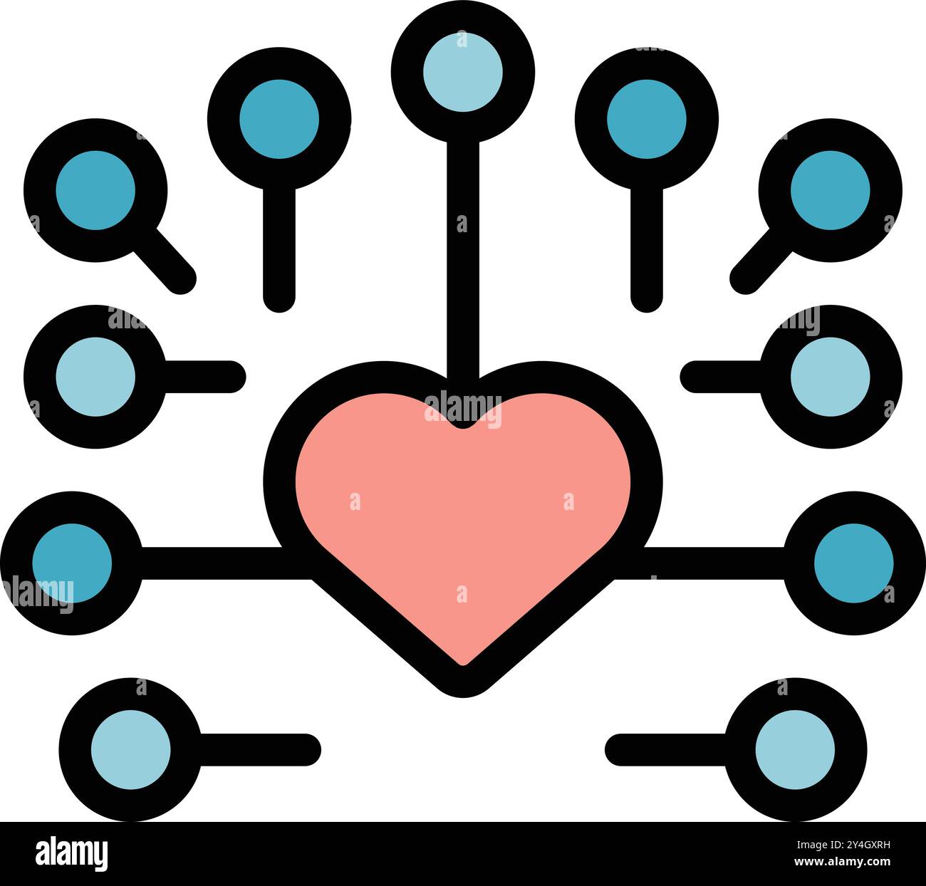Network is forming with a heart at its center, representing the concept ...