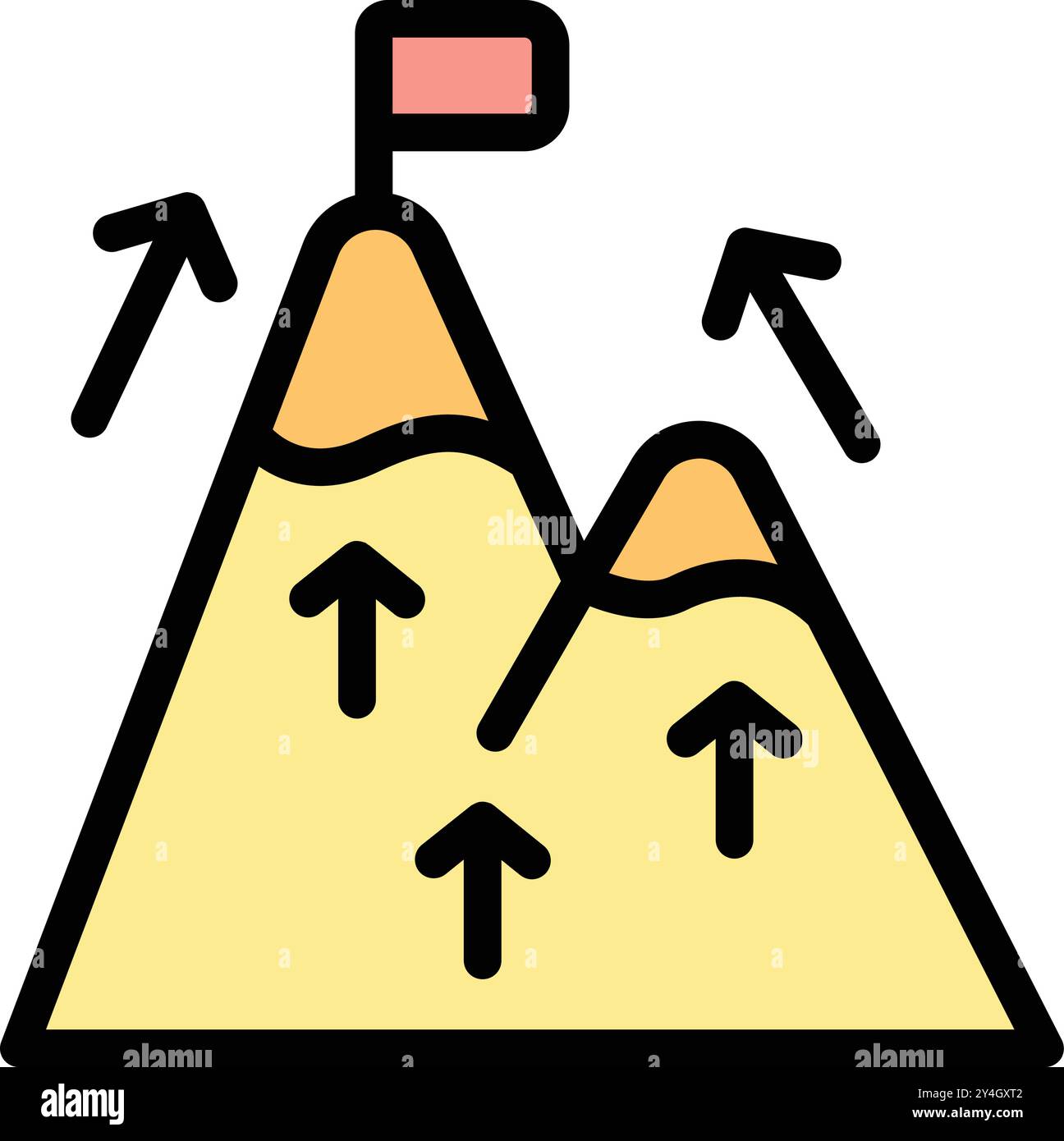 This colorful icon depicts achieving a goal with arrows showing the way ...