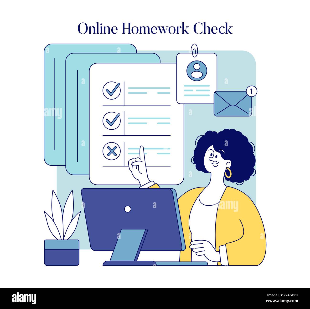 Teacher marking work Stock Vector Images - Alamy