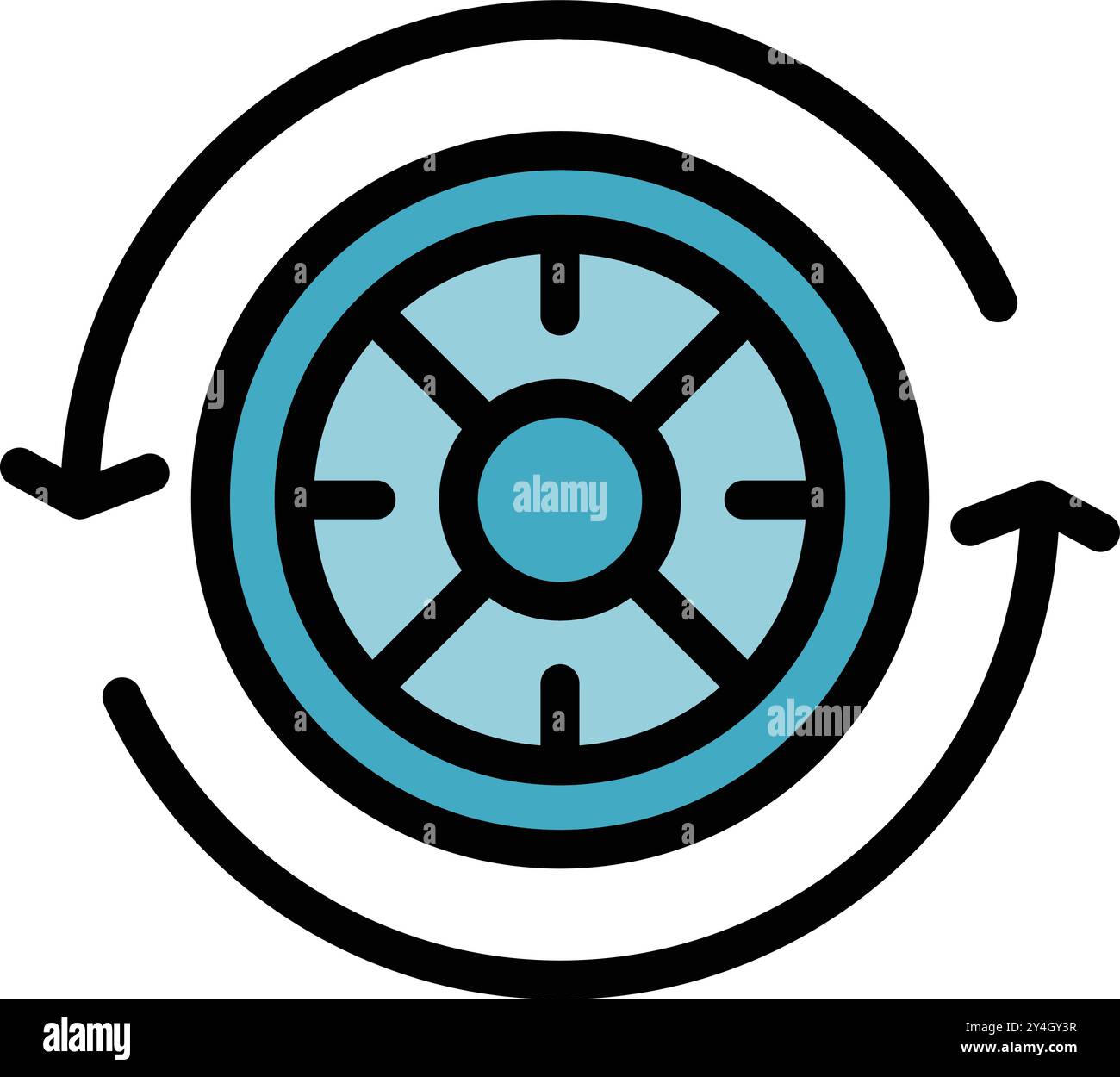 Round blue icon of a combination safe lock with two arrows rotating ...