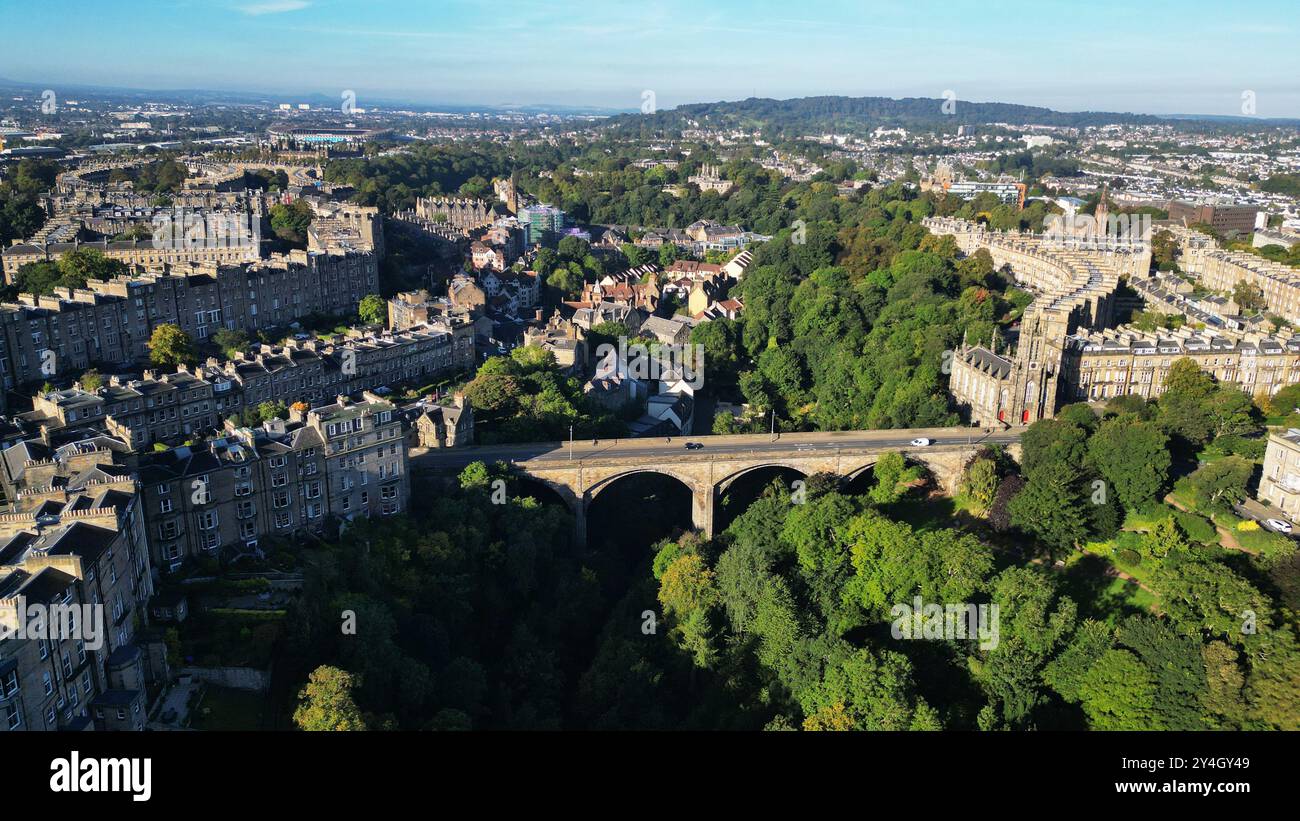 Aerial view of the Dean Bridge where it crosses the Water of Leith ...