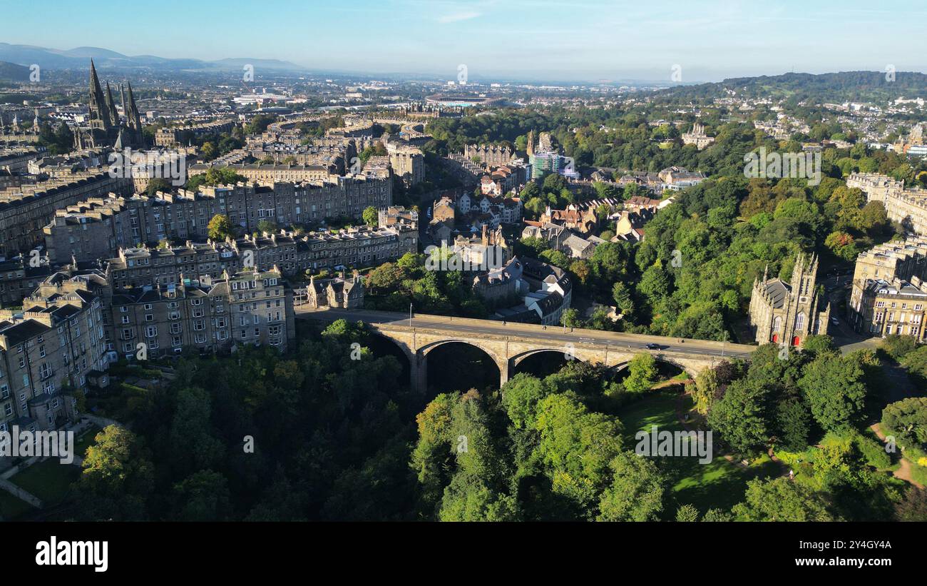 Aerial view of the Dean Bridge where it crosses the Water of Leith ...