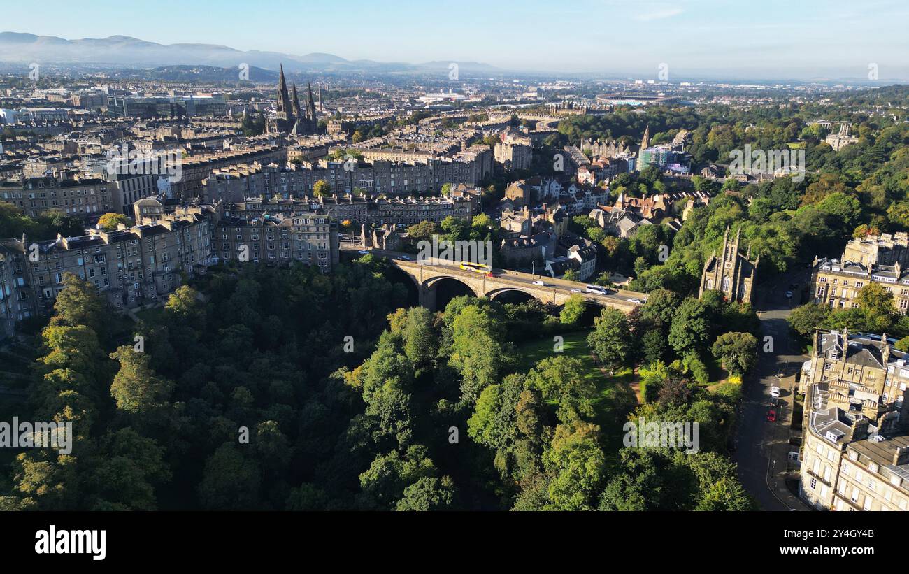 Aerial view of the Dean Bridge where it crosses the Water of Leith ...