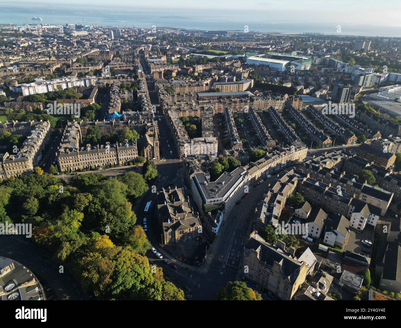 Aerial view of Abbeyhill and Easter Road, Edinburgh, Scotland UK Stock ...