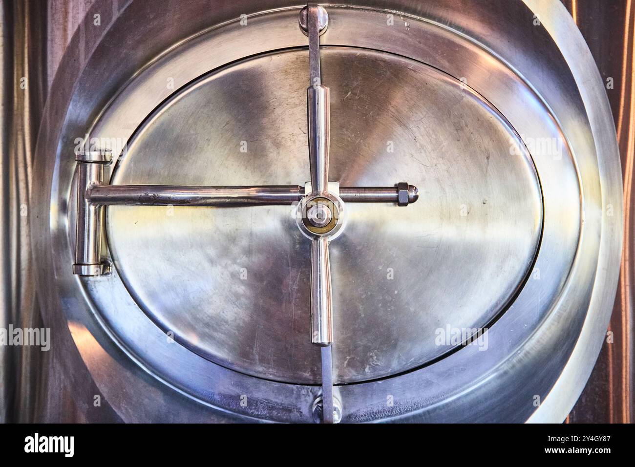 Industrial Metal Hatch with Locking Mechanism Eye-Level View Stock ...