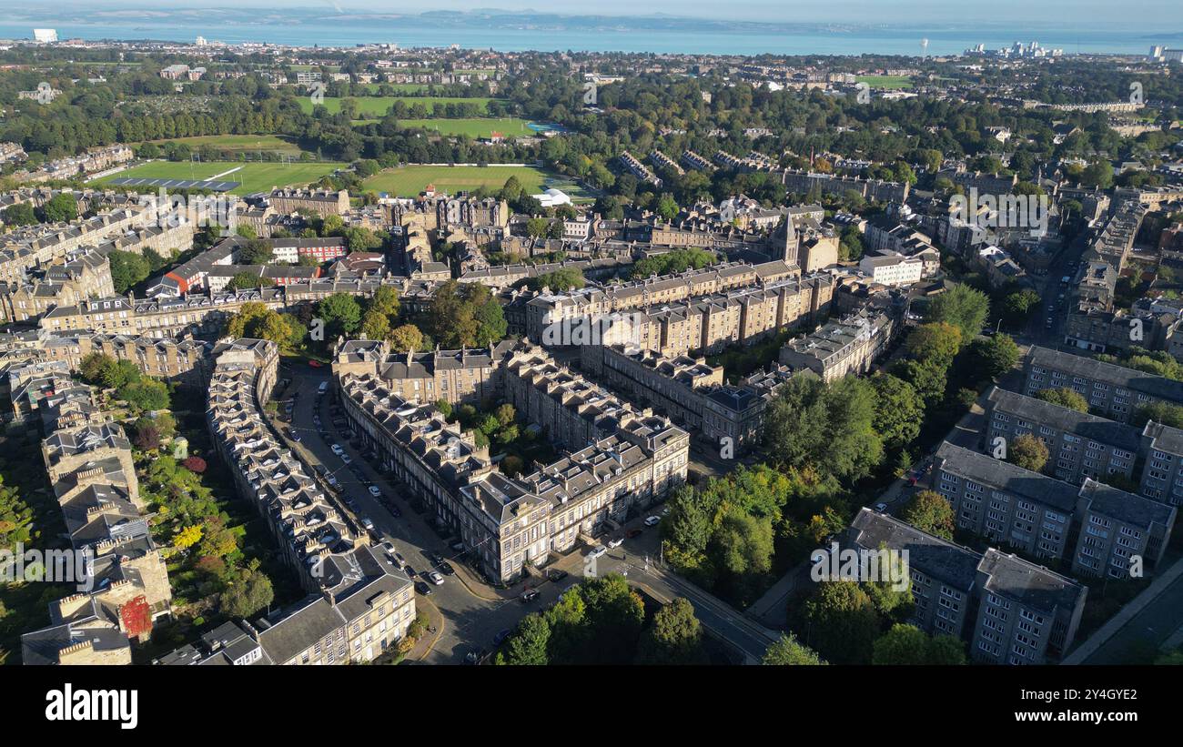 Aerial view of Stockbridge by the Water of Leith, New Town, Edinburgh ...