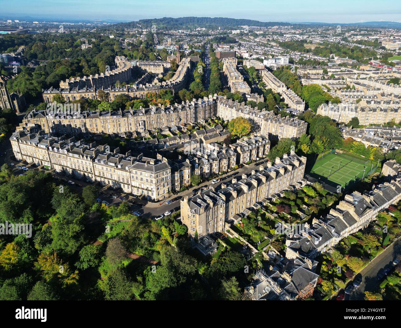 Aerial view of Stockbridge by the Water of Leith, New Town, Edinburgh ...