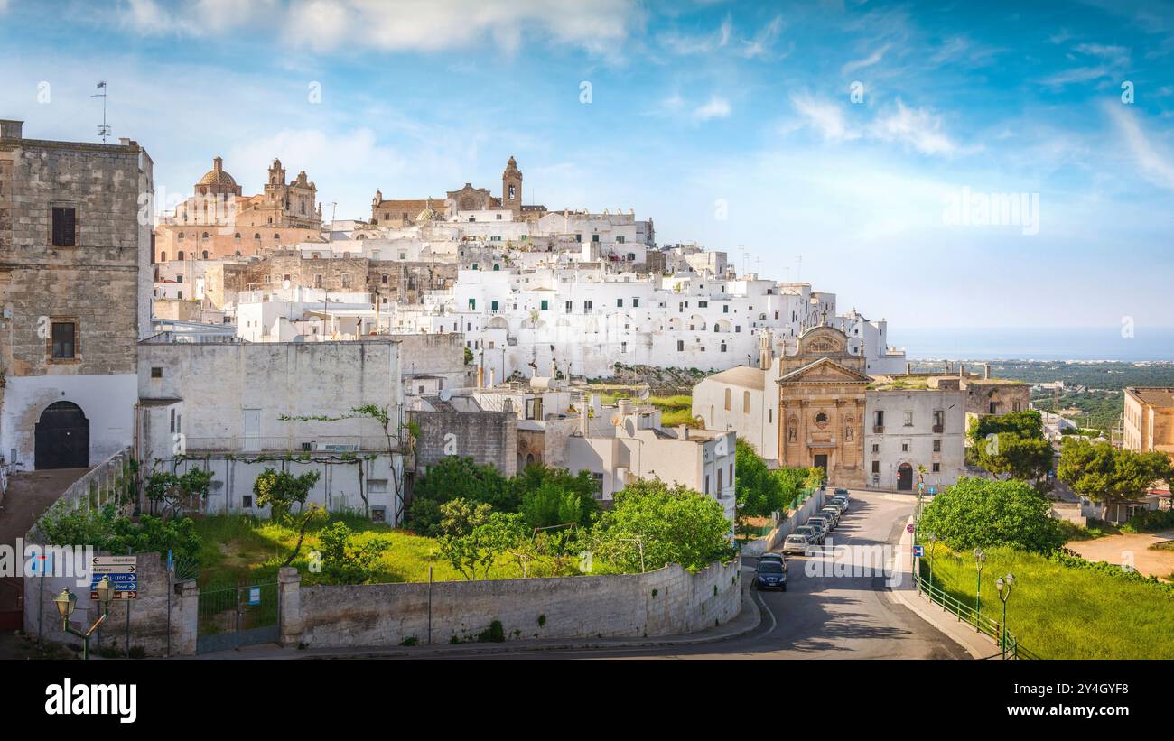 Ostuni white town skyline, Brindisi, Apulia southern Italy. Europe ...