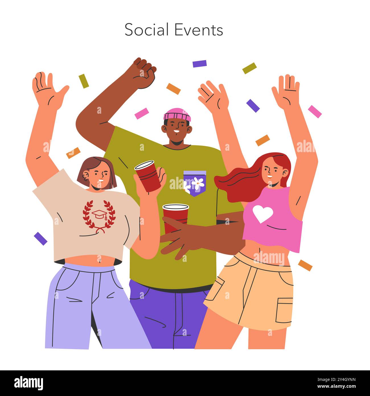 Freshman Year concept. Students celebrating together, capturing the joy ...