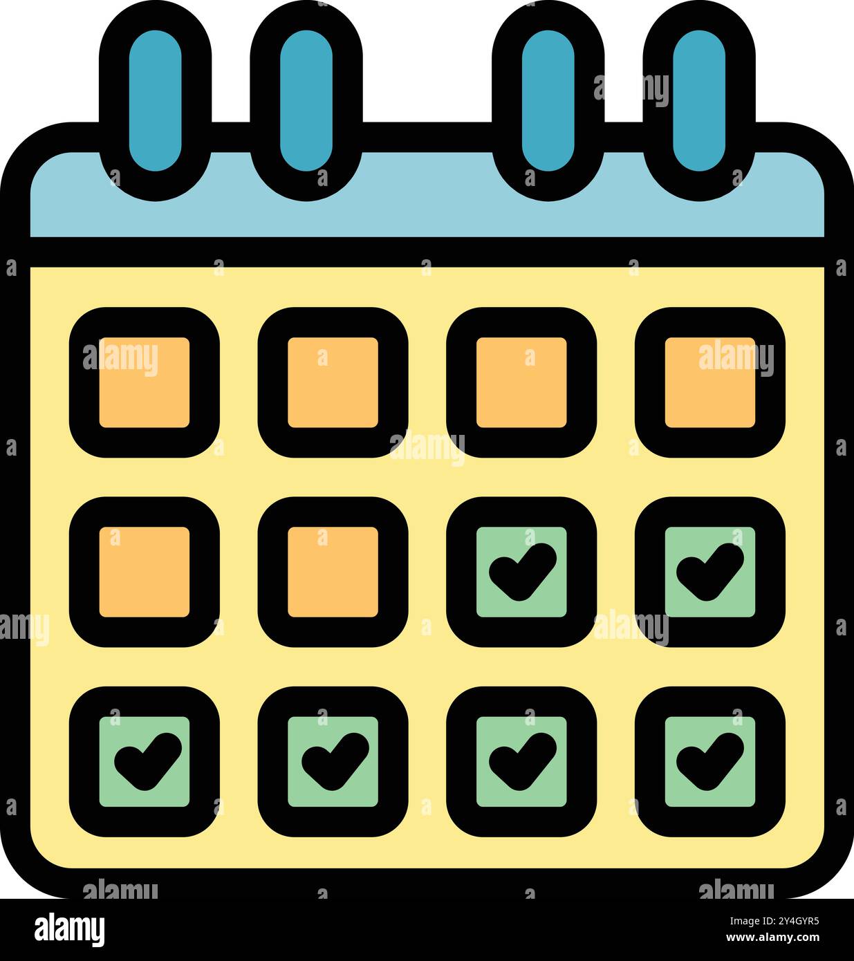 Simple icon of a calendar showing the days of the month with check ...