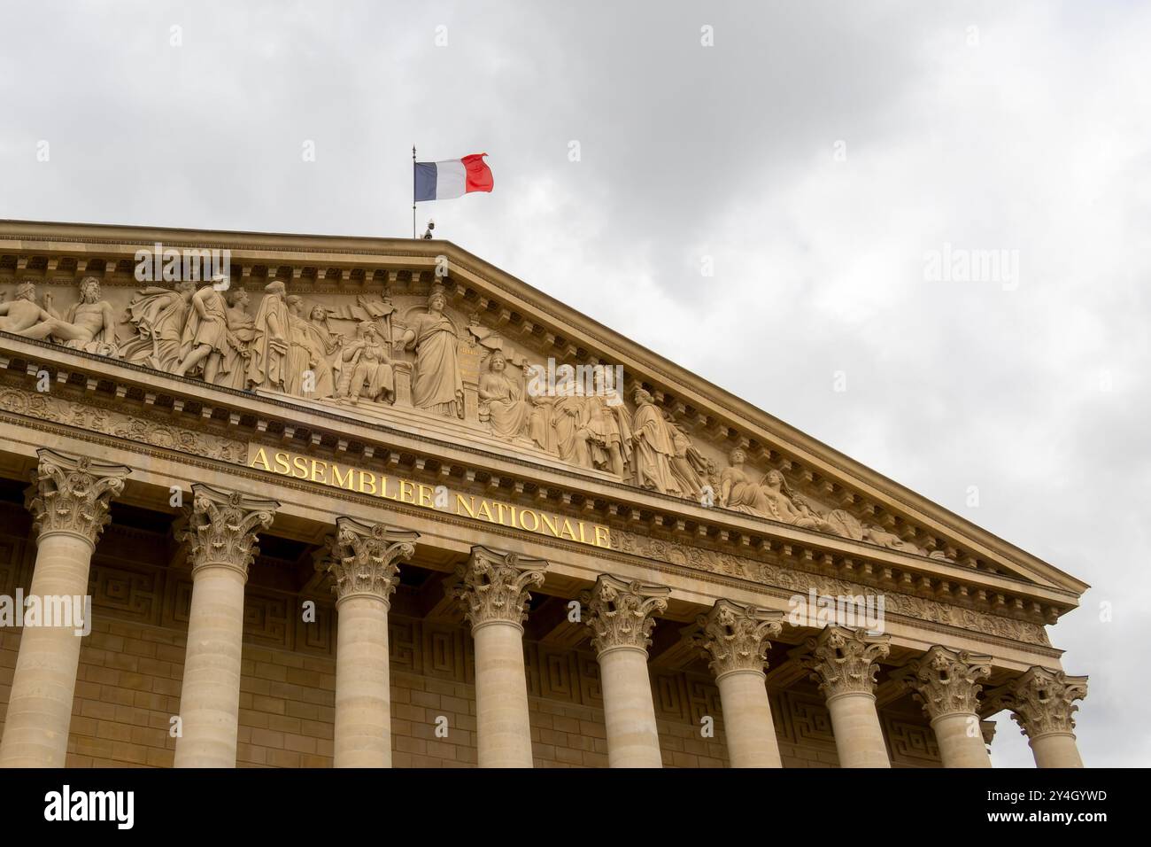 Paris, France, Heavy clouds over the Assemblee Nationale, lower house ...
