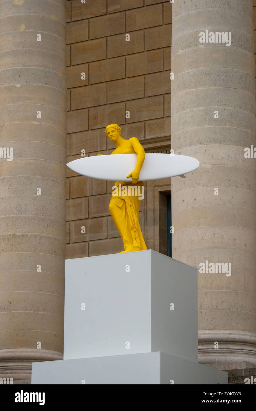 France - Olympic Games Paris 2024. Colorful statues adorning the facade ...