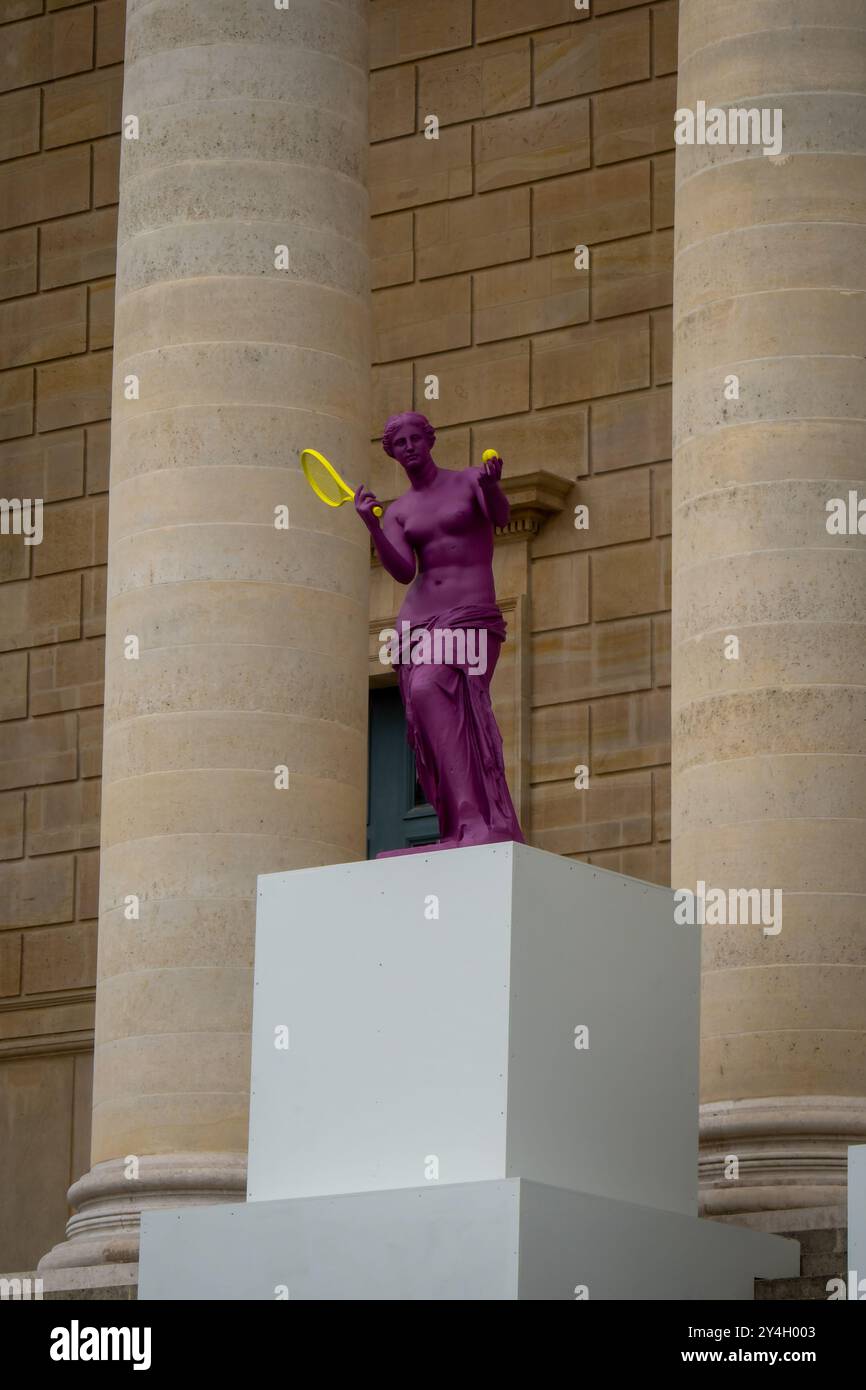 France - Olympic Games Paris 2024. Colorful statues adorning the facade ...
