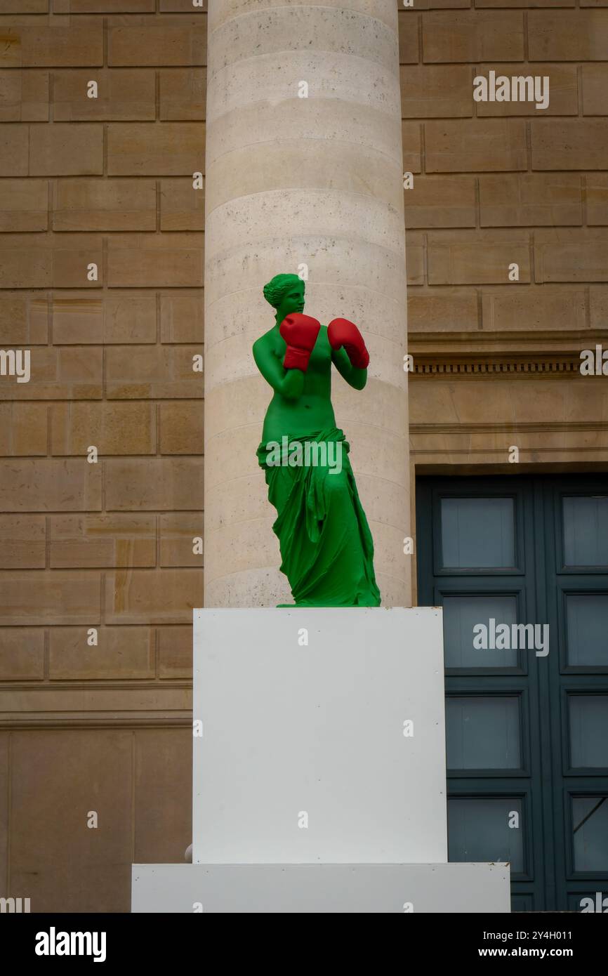 France - Olympic Games Paris 2024. Colorful statues adorning the facade ...