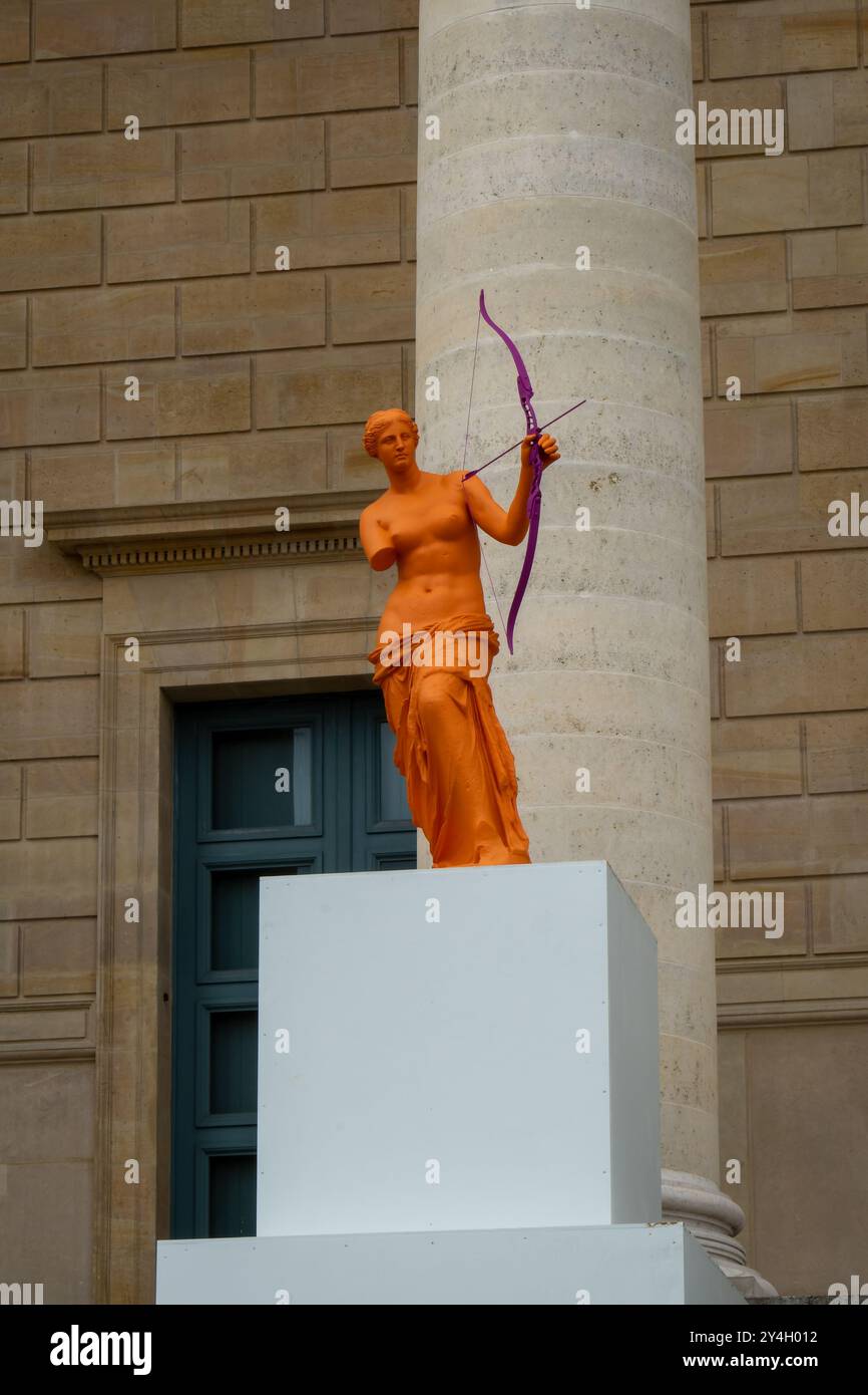 France - Olympic Games Paris 2024. Colorful statues adorning the facade ...