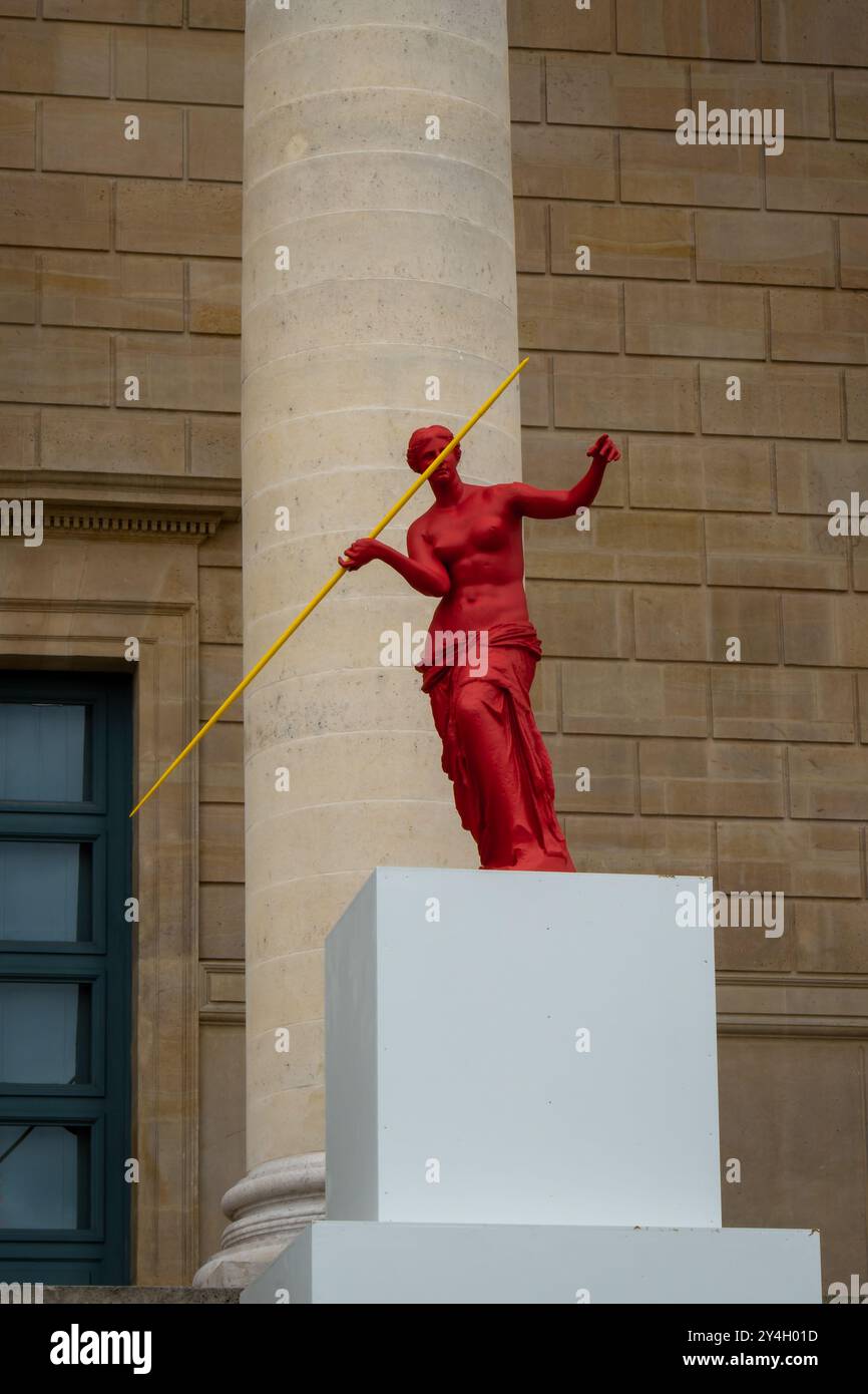 France - Olympic Games Paris 2024. Colorful statues adorning the facade ...