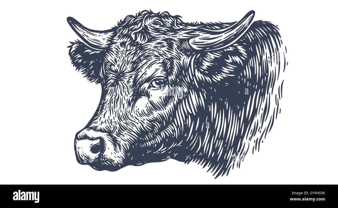 Bull icon print line Cut Out Stock Images & Pictures - Alamy