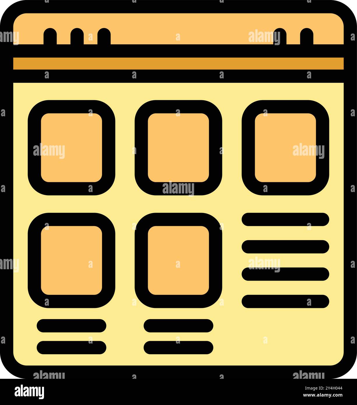 Simple icon of a website wireframe, presenting the basic layout of ...